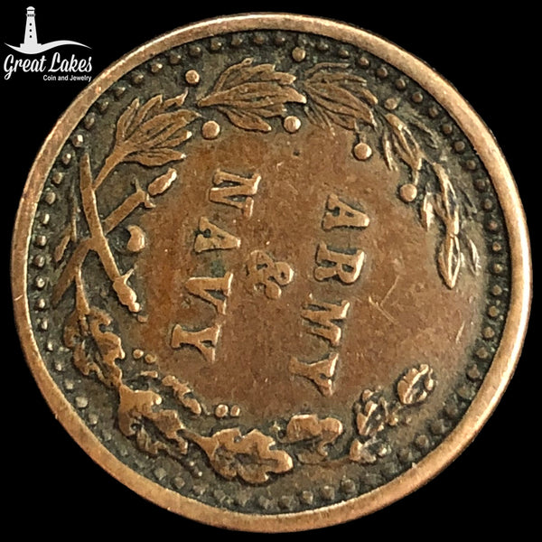 1863 Civil War Token “Army & Navy” With Rotated Reverse - Great Lakes Coin