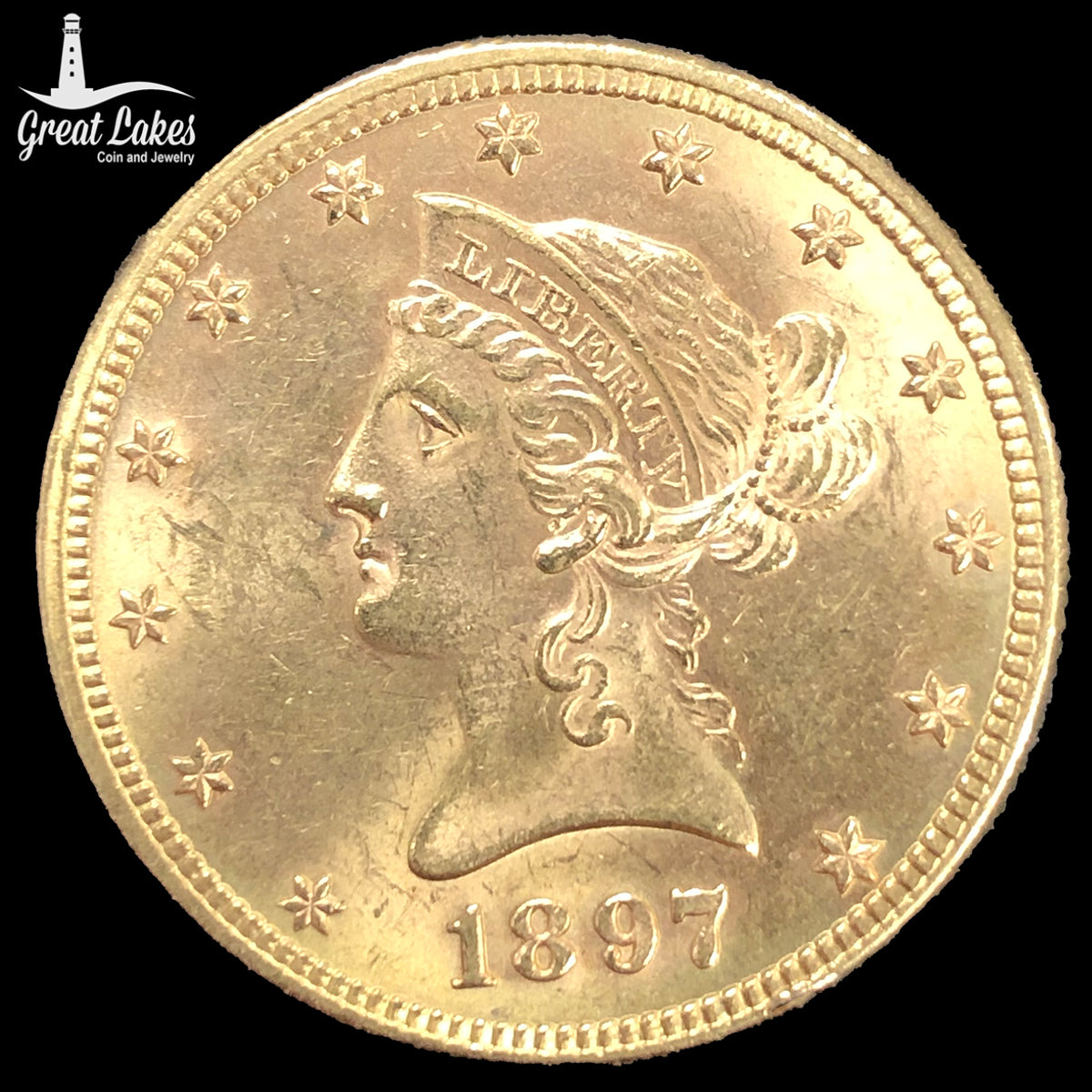1897 $10 Liberty Gold Eagle (AU) - Great Lakes Coin