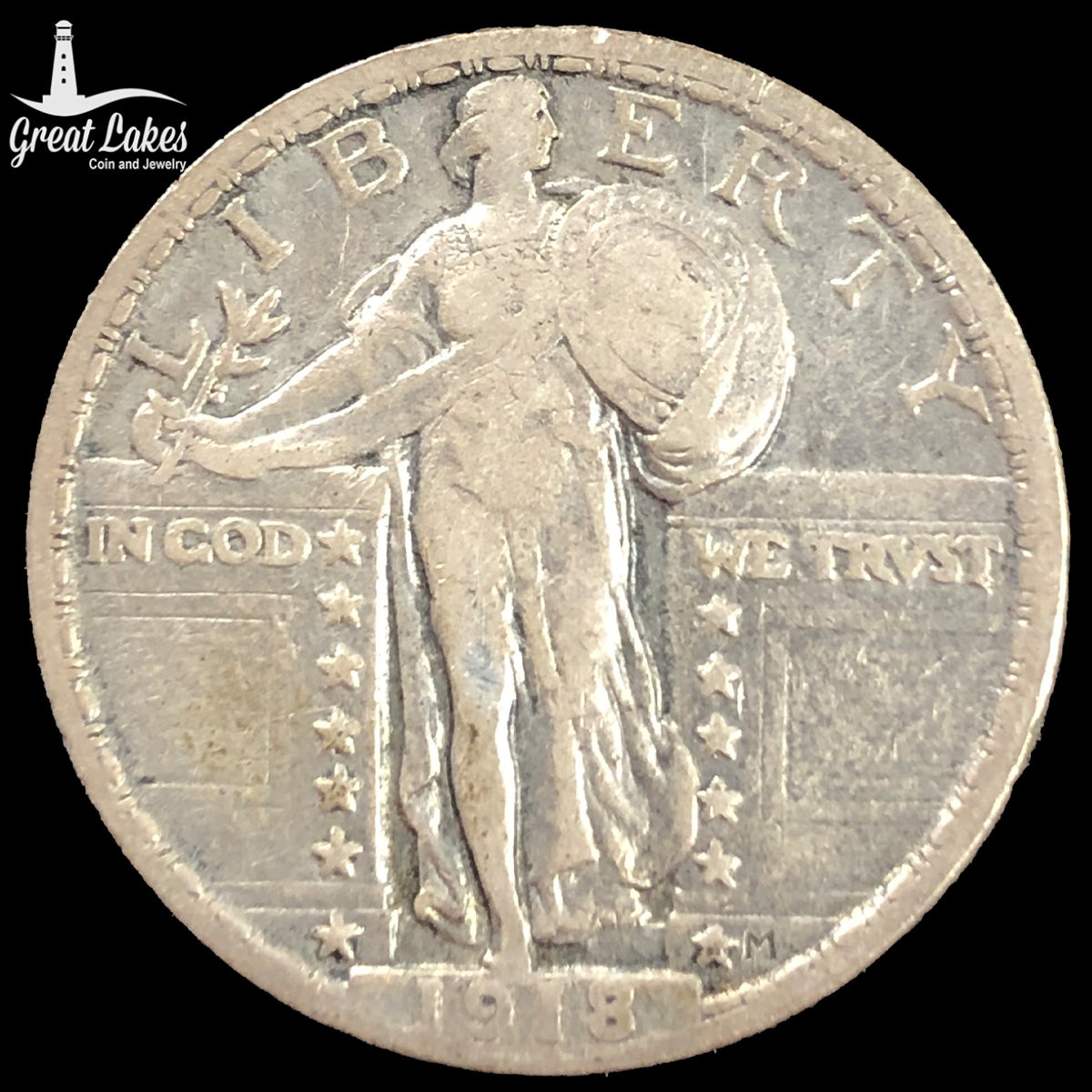 1918 Standing Liberty Quarter (VF) - Great Lakes Coin