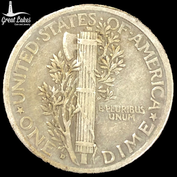 1928-D Mercury Head Dime (VF Details) - Great Lakes Coin