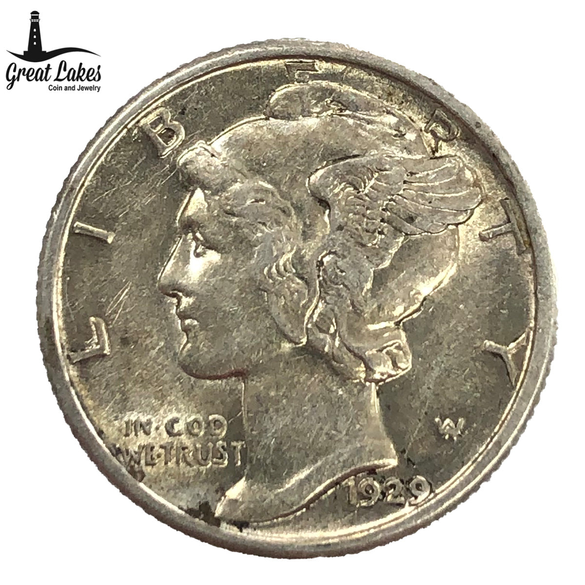 1929 Mercury Head Dime (AU Details) - Great Lakes Coin