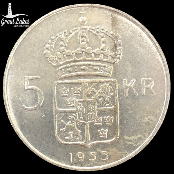 1955 Swedish TS 5 Kronor - Great Lakes Coin