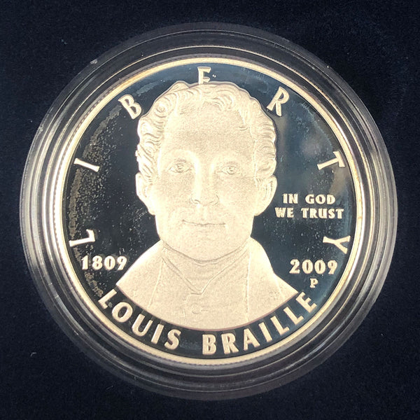 2009-P Louis Braille $1 Silver Commemorative Proof (With Box & CoA ...