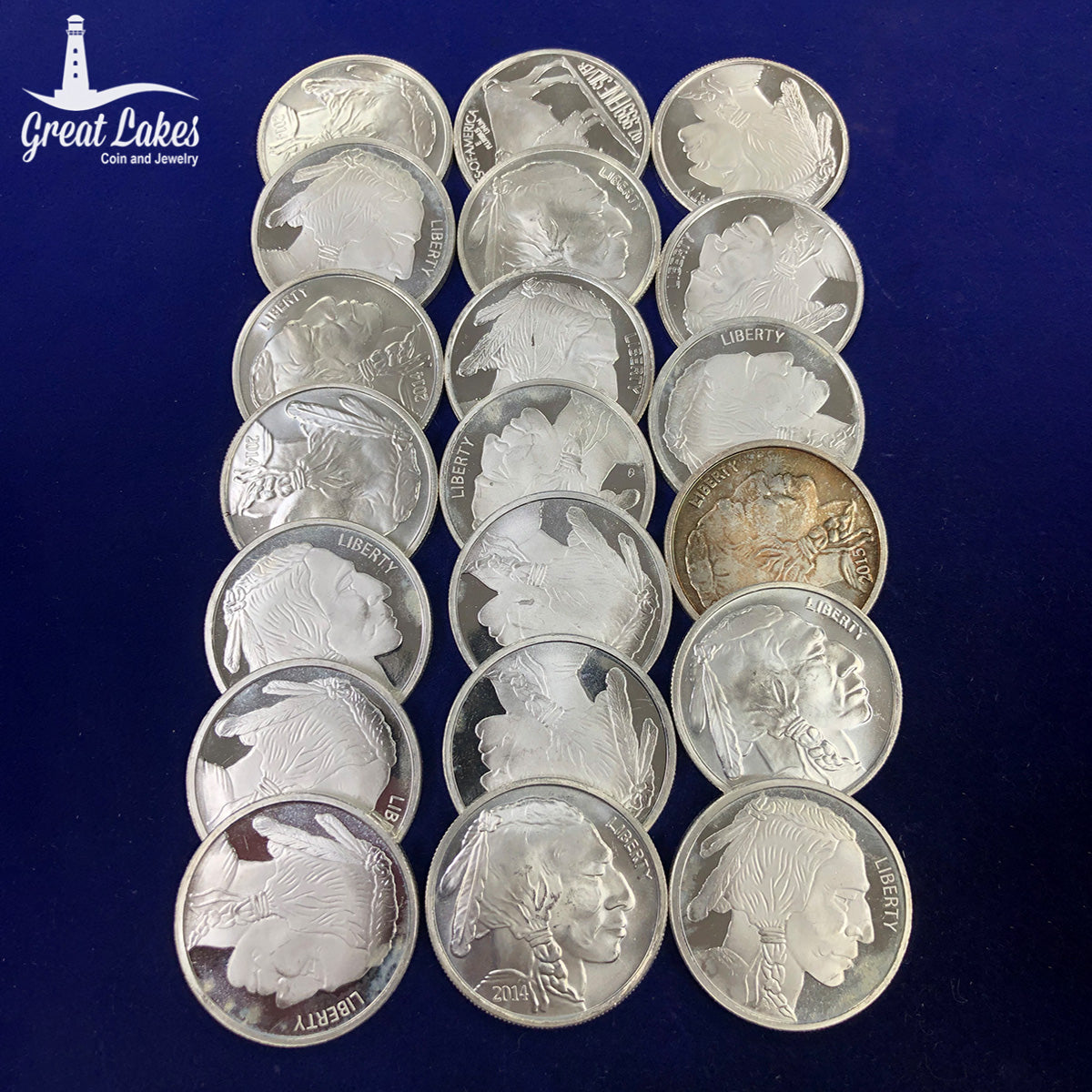 Tube of 1 oz Silver Mixed Buffalo Rounds (20 Rounds) (Secondary Market ...