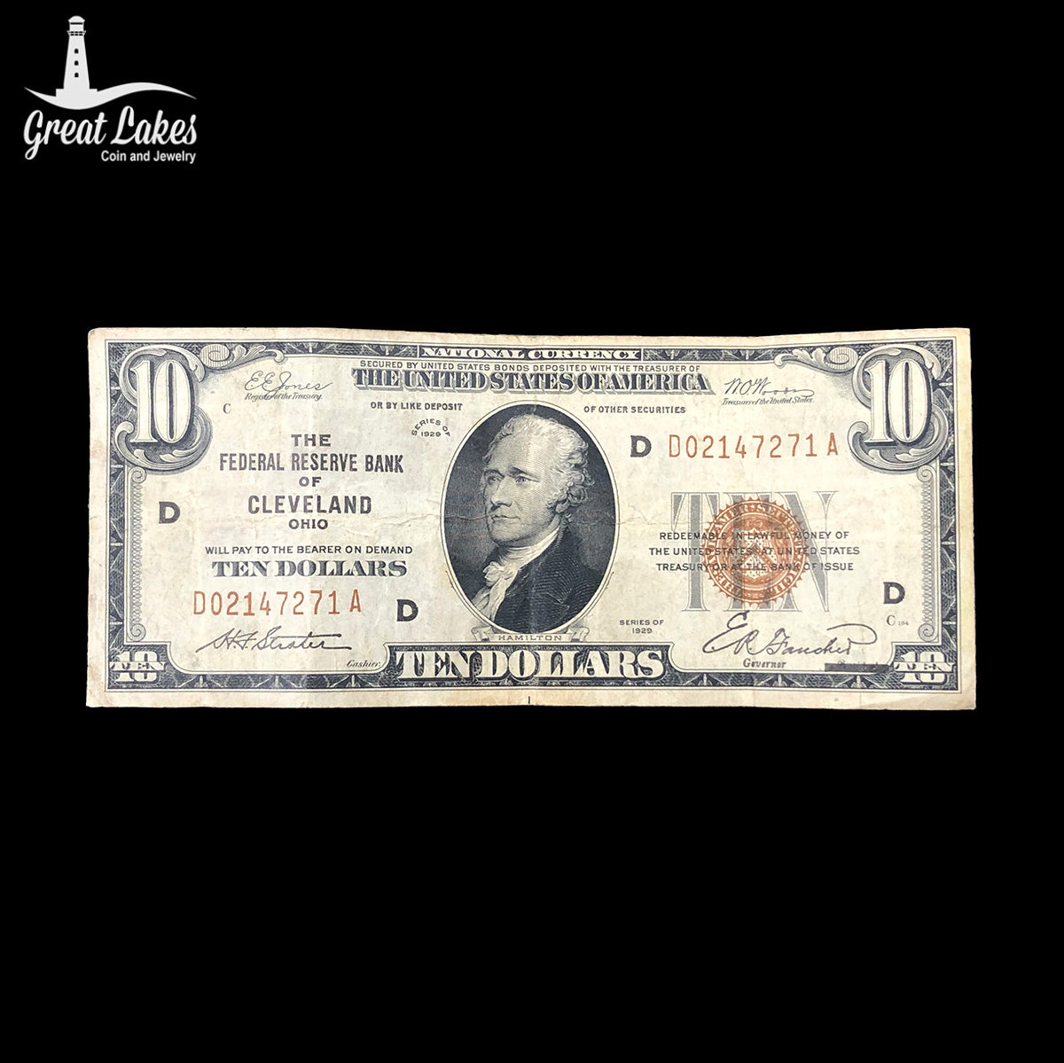 Fr. 1860-D $10 Federal Reserve Bank Note Cleveland (VF) - Great Lakes Coin