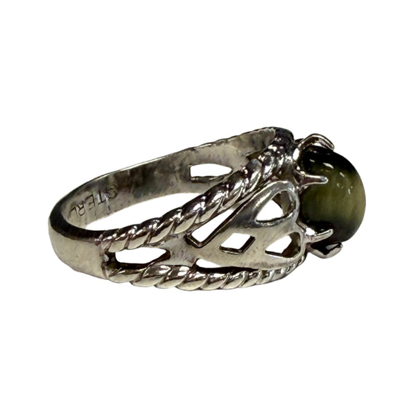 Silver & Gold Sheen Obsidian Ring - Great Lakes Coin