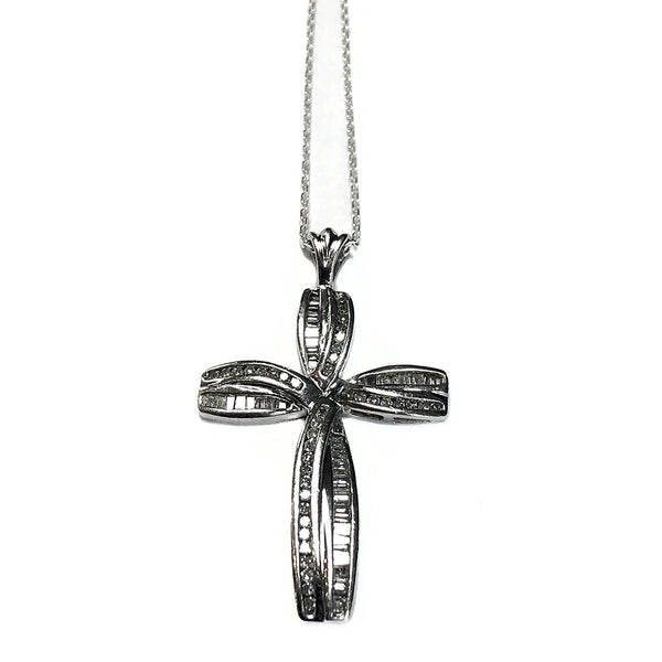 Silver & Diamond Cross Necklace - Great Lakes Coin