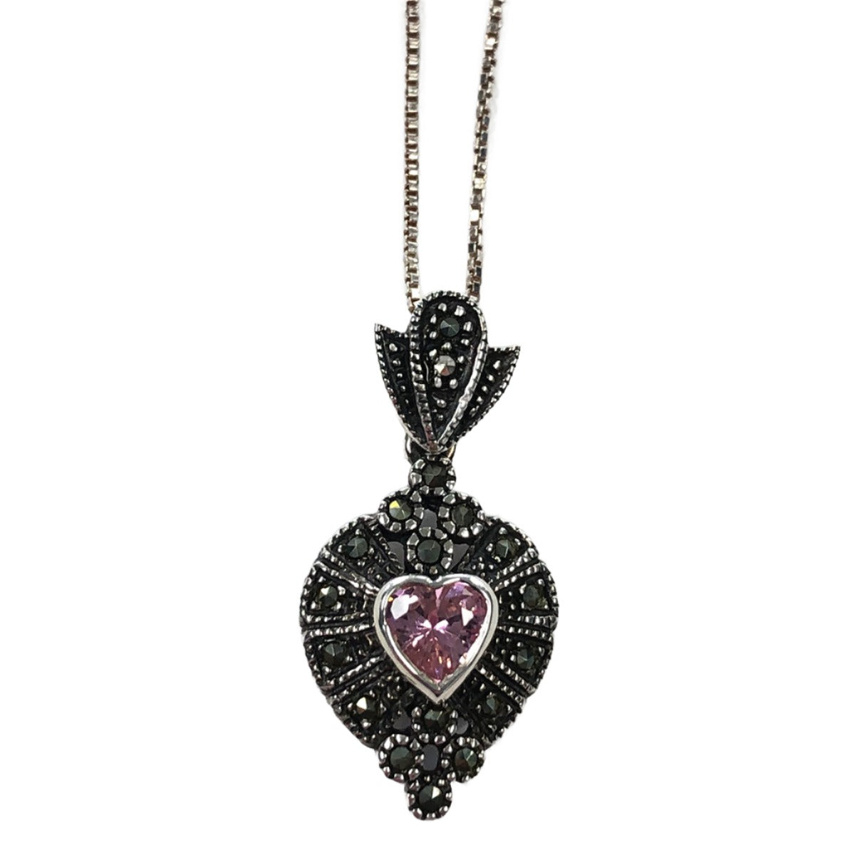 Silver & Marcasite Heart Necklace - Great Lakes Coin