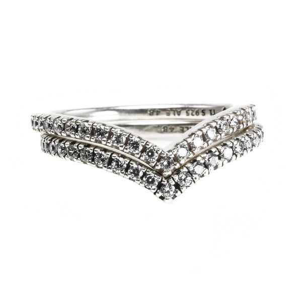 Pandora Silver Sparkling Wishbone Rings - Great Lakes Coin