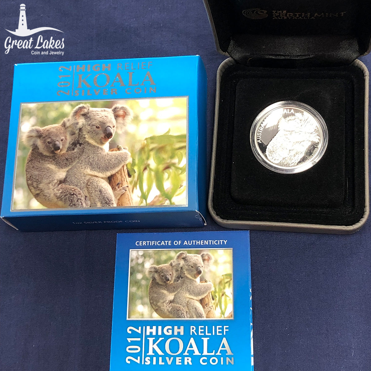 2012 Australian 1 oz Silver High Relief Koala Proof (With Box & CoA ...